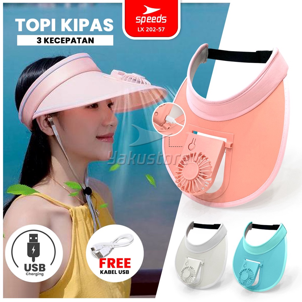 Jual SPEEDS Topi Kipas Angin USB Topi Pantai Fashion Traveling Outdoor ...