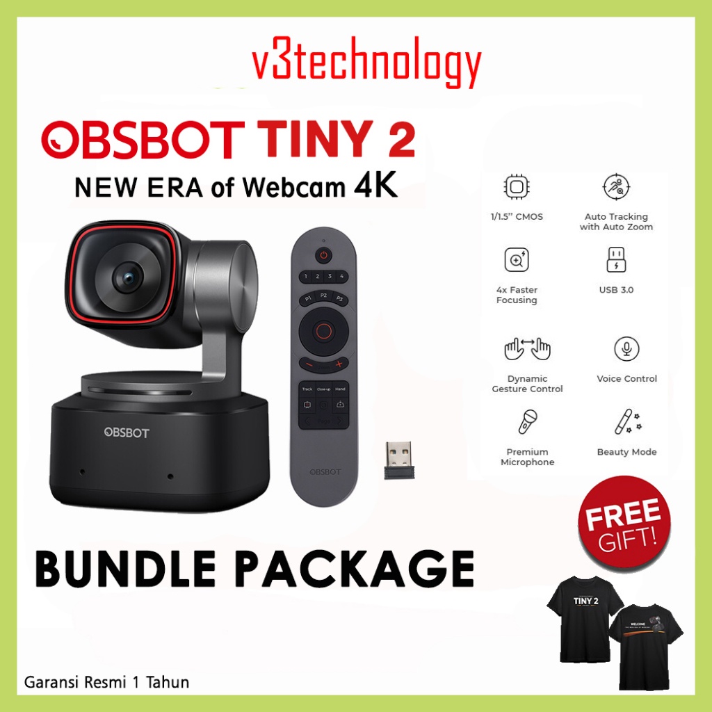 Jual OBSBOT TINY 2 With Smart Remote Control - AI PTZ WebCam | Shopee ...