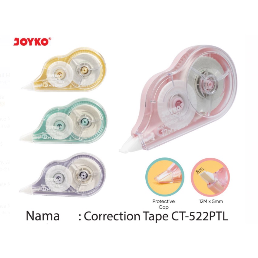 Jual CORRECTION TAPE TIP EX CT-522 PTL PASTEL JOYKO KERTAS ROLL MURAH ...