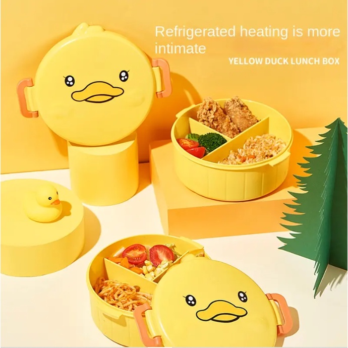 Jual Lunch Box Bebek Kuning Tempat makan Anak-anak Bebek Bulat / Kotak ...
