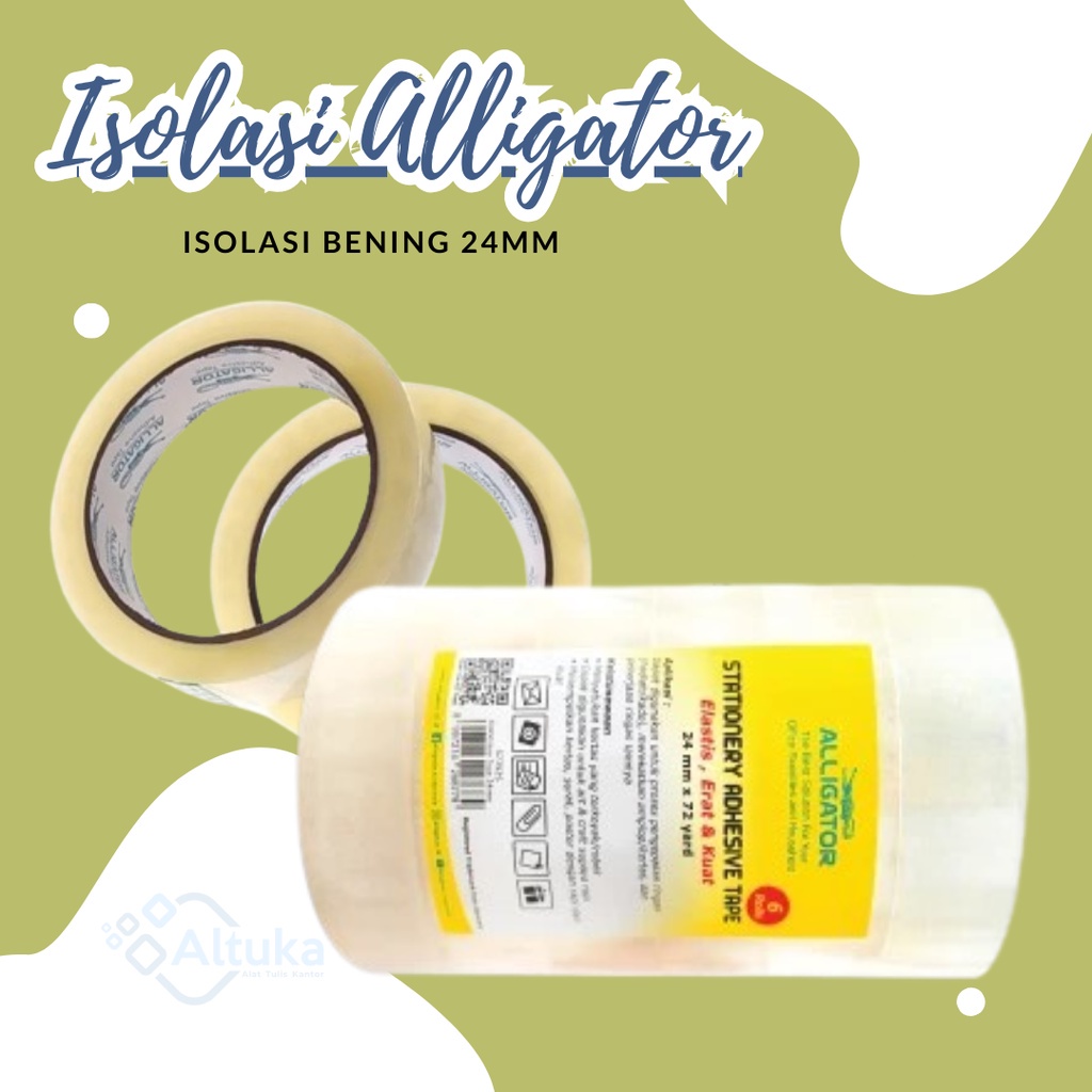 Jual Isolasi Alligator 24mm Bening / Isolasi Bening Alligator 24mm x 72 ...