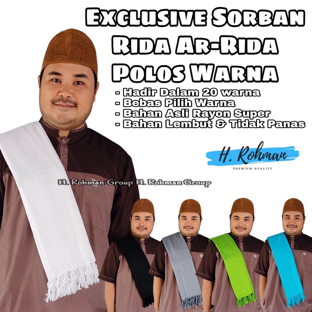 Jual Sorban Polos Warna Rida Solo Hitam Polos / Putih Polos & Banyak ...