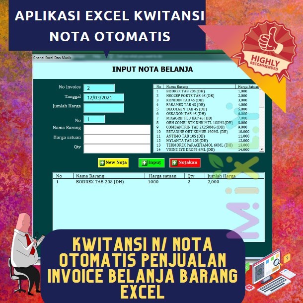 Jual Aplikasi Kwitansi Nota Otomatis Penjualan Invoice Belanja Barang Excel - MAIL | Shopee ...