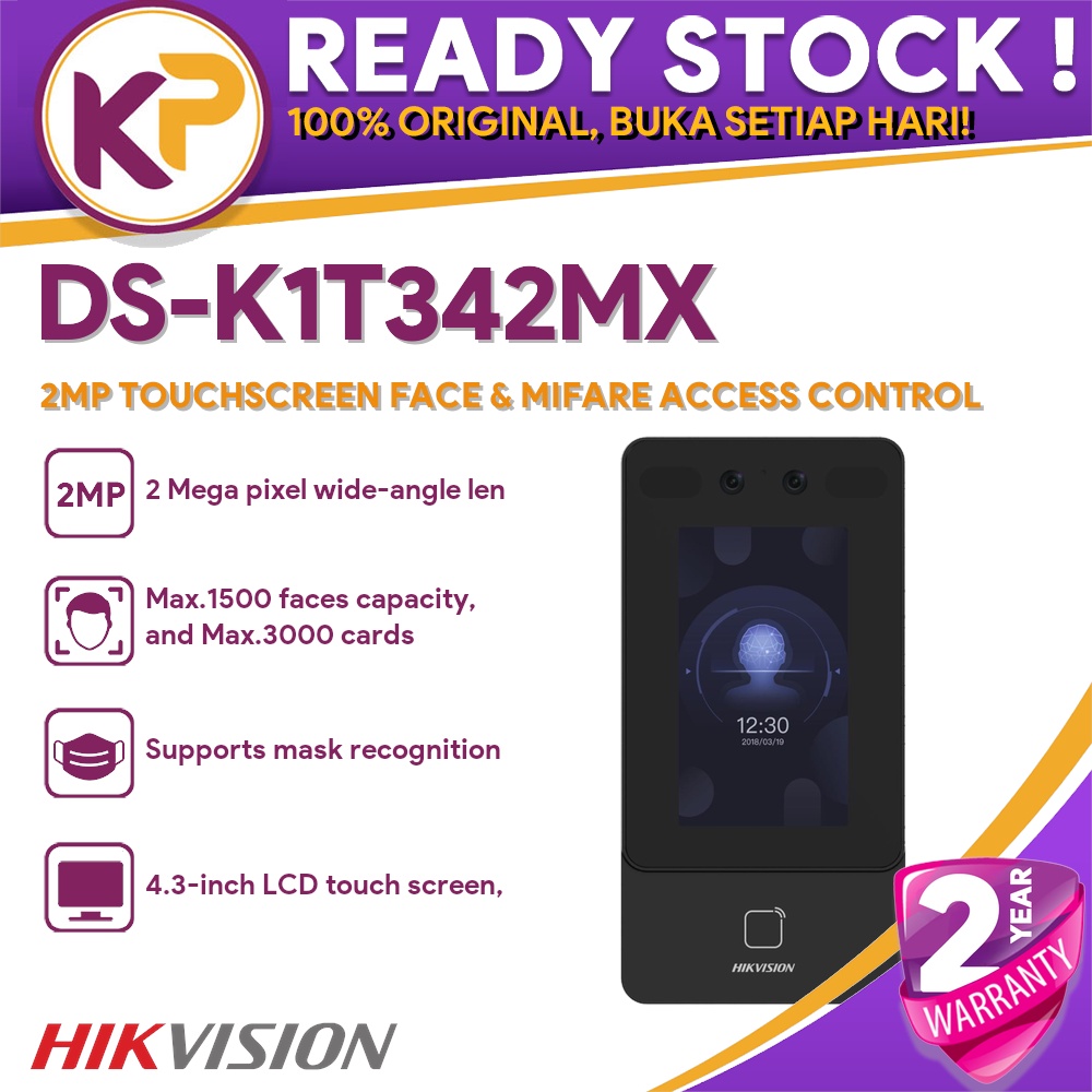 Jual HIKVISION DS-K1T342MX 2MP TOUCHSCREEN FACE & MIFARE ACCESS CONTROL | Shopee Indonesia