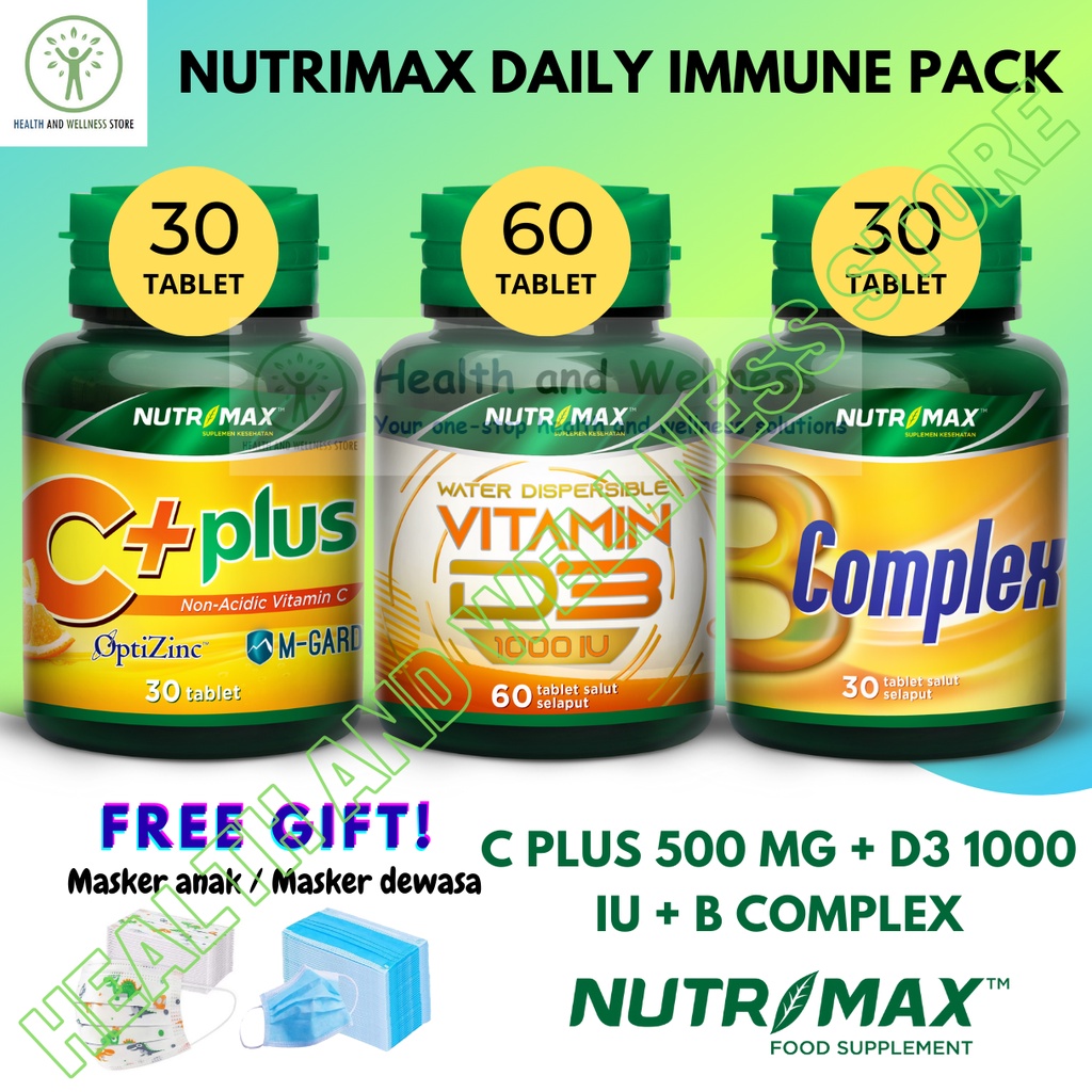 Jual Nutrimax C Plus 500 Mg 30 Tablet D3 1000 IU 60 Tablet B Complex 30 ...