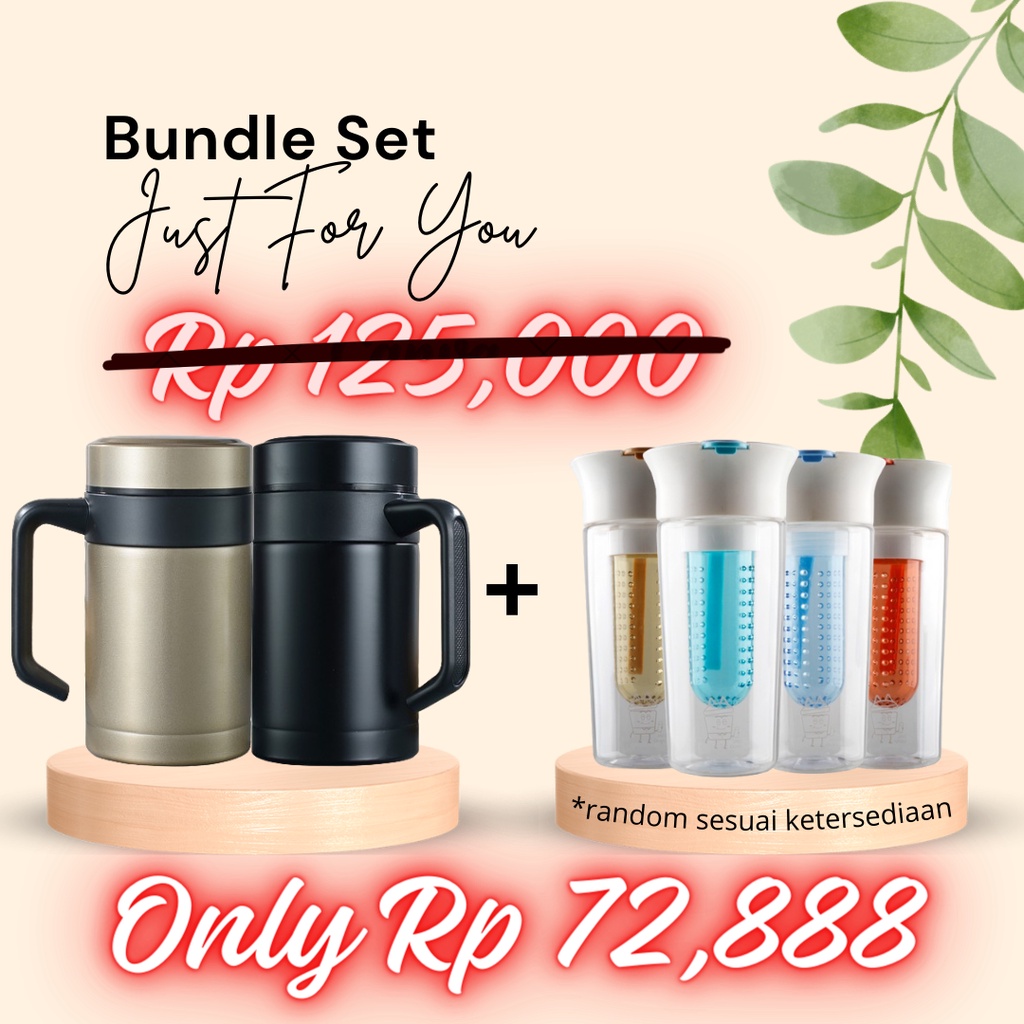 Jual Bundle Set Botol Termos dan Plastik Vacuum Tahan Panas dan Dingin Stainless SUS 316 | 500ml ...