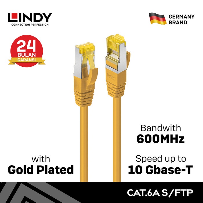 Jual LINDY Kabel LAN RJ45 Cat6A S/FTP LSZH Gigabit Ethernet Yellow 5M-30M 47665-47670 | Shopee ...