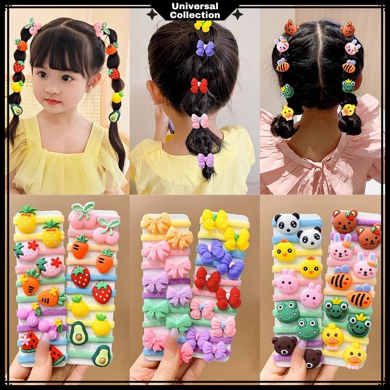 Jual 10PCS / SET IKAT RAMBUT DONAT ANAK KARAKTER TOWEL RING MODEL KOREA ...