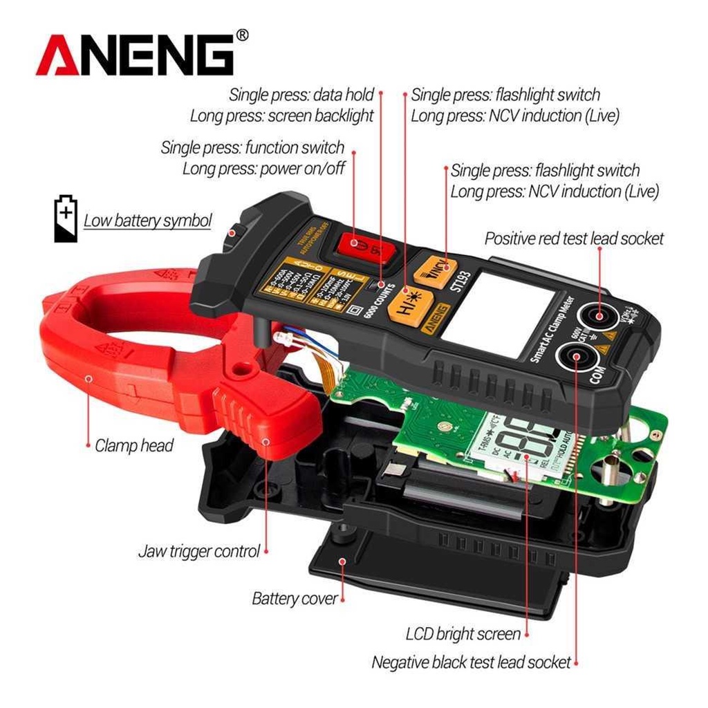 Jual Digital Multimeter Voltage Tester Clamp ST193 Tespen Listrik Alat ...
