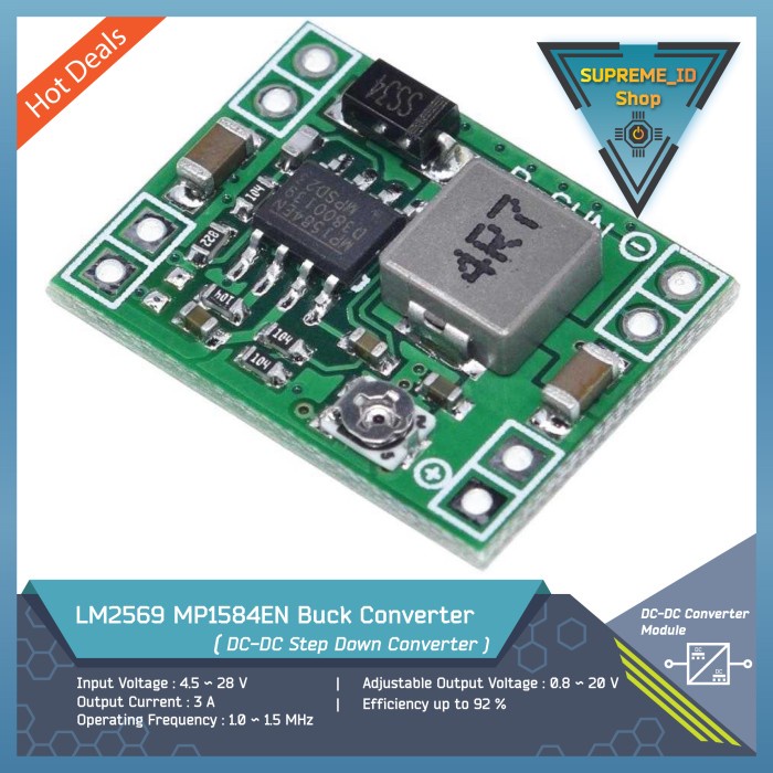 Jual LM2596 MP1584EN MP1584-EN Small Mini Tiny DC-DC Step Down Buck Converter Module | 3A 10W ...