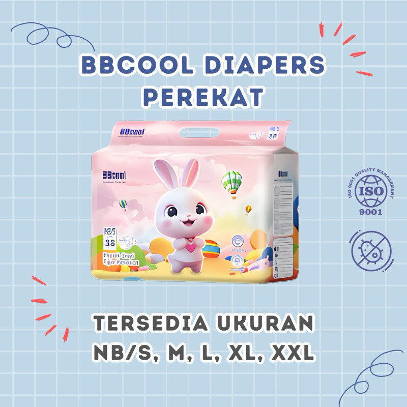 Jual BBCool Diapers Perekat - Pull-Up High Waist, Nyaman, Anti Bocor untuk Bayi 9-17 kg (NB/S, M ...