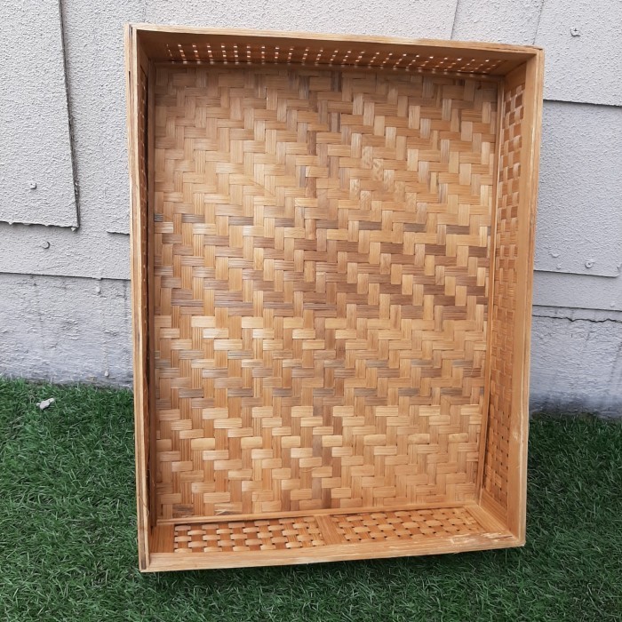 Jual Tampah Besar Anyaman Bambu KOTAK kerajinan parcel home decor XL ...