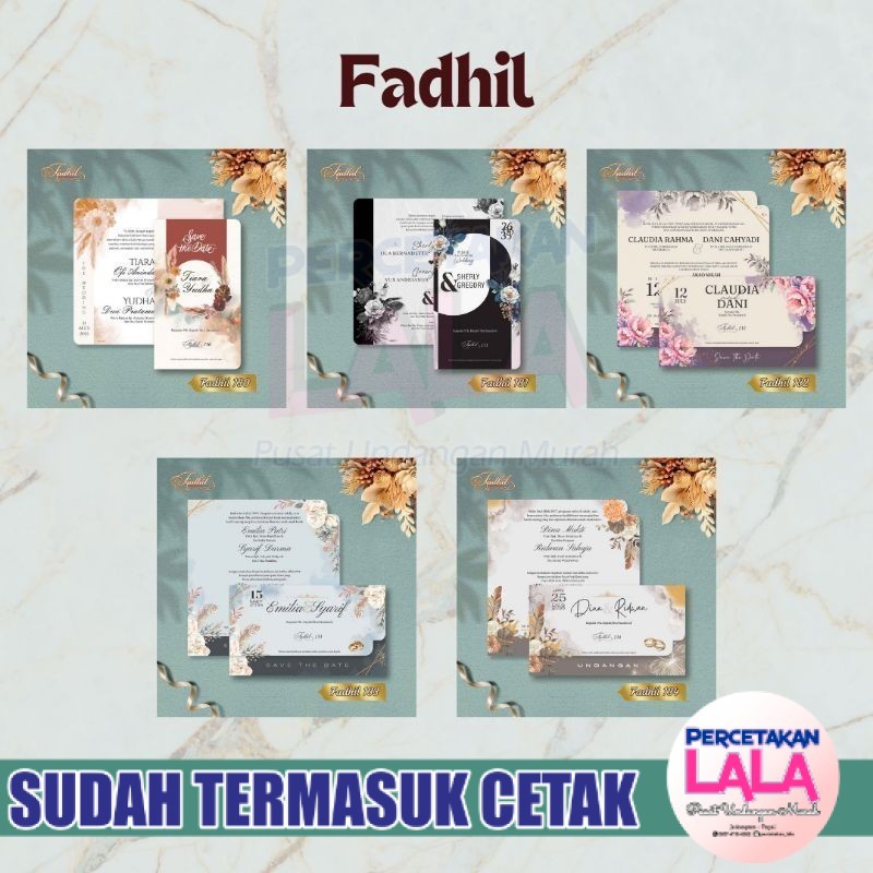 Jual Cetak Kartu Undangan Aesthetic Seri Fadhil 130, 131, 132, 133, 134 Bahan Kertas BC 160gsm ...