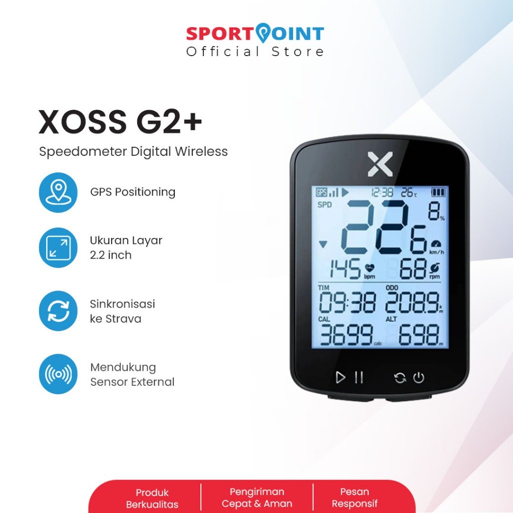 Jual XOSS G2 Plus Speedometer Sepeda Digital -- USB Wireless USB ...