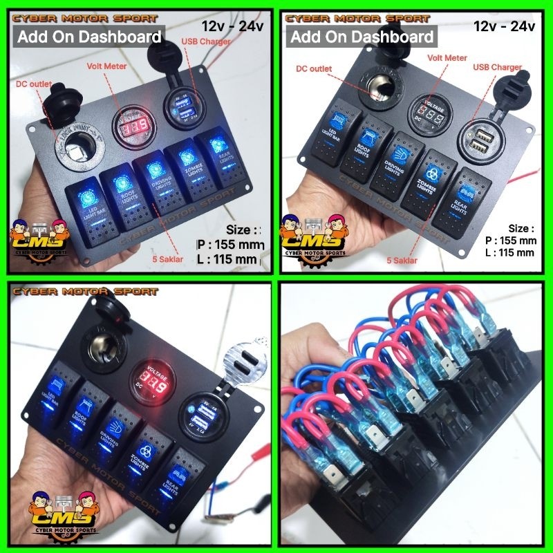 Jual Saklar mobil 12v 24v universal. sakelar on off switch panel ...