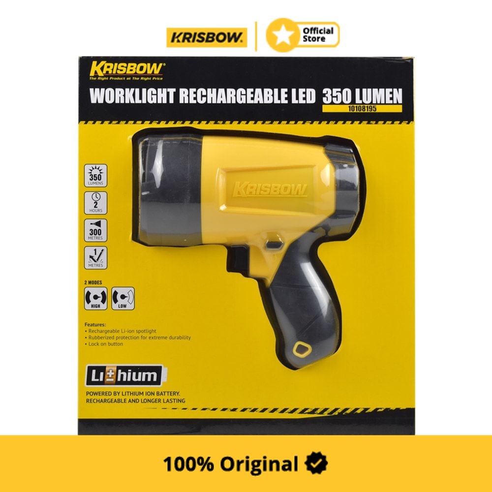 Jual Krisbow Flashlight Lampu Kerja Rechargeable Led 350 Lm | Shopee ...