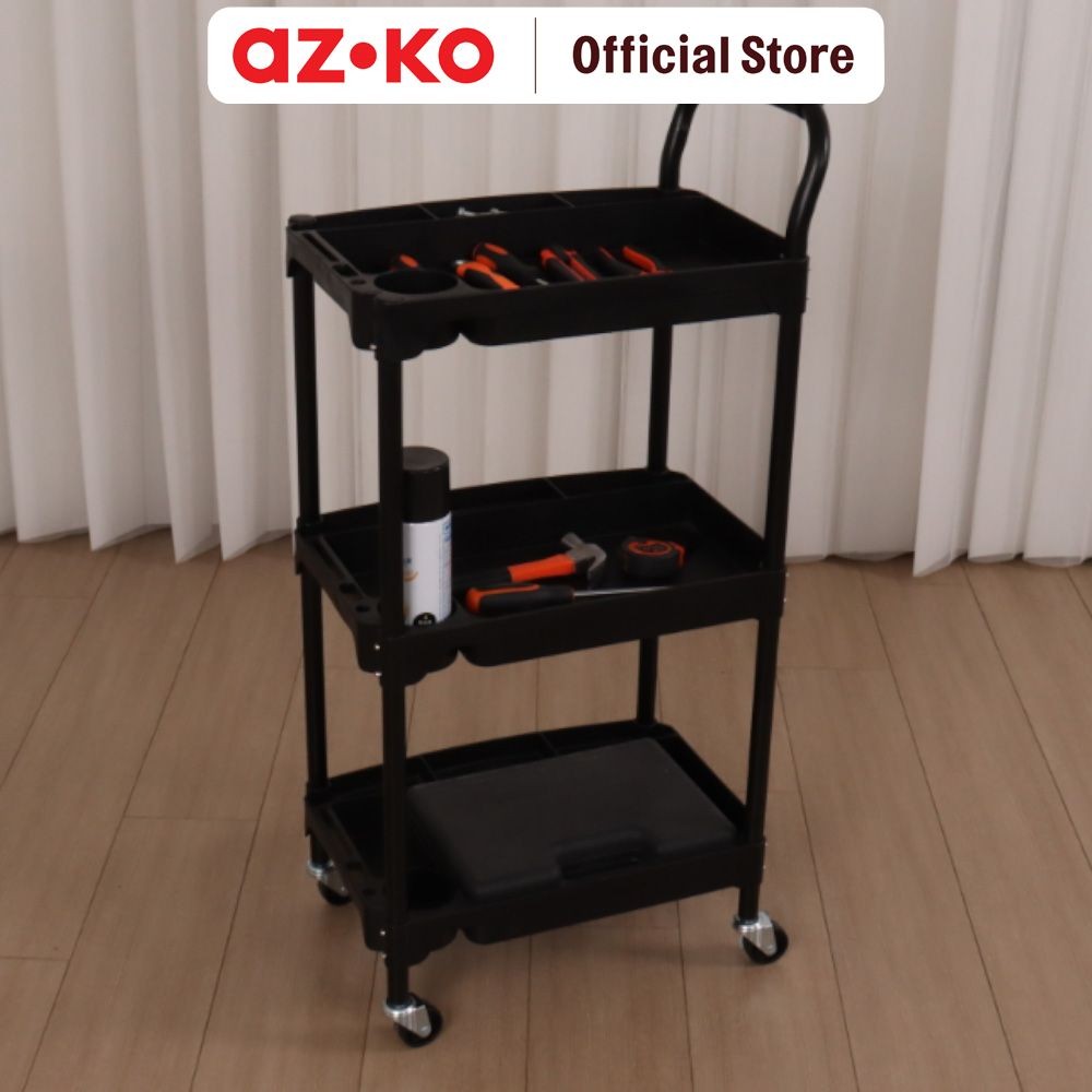 Jual AZKO Maxbuilt Troli Perkakas 3 Tingkat - Hitam Trolley Roda Troli ...