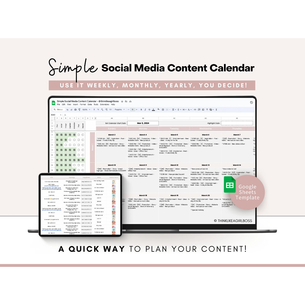 Jual TEMPLATE SOCIAL MEDIA CONTENT PLANNER Content Creator Calendar Kit ...