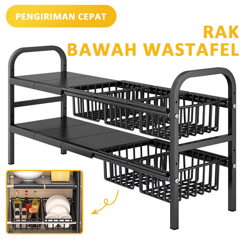 Jual FCH69 Rak Penyimpanan Dapur Rak lemari dapur Under Sink Rack Rak ...