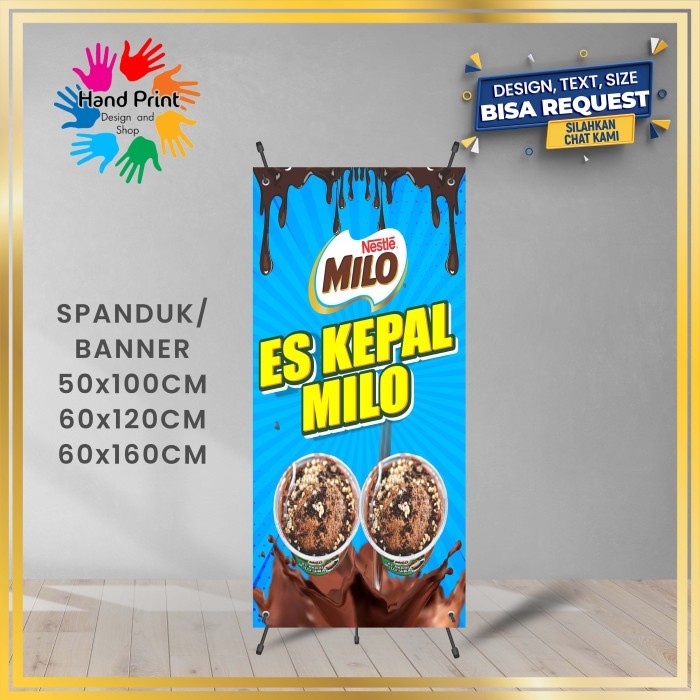 Jual SPANDUK BANNER Es Kepal Milo Biru A2 Gratis Request Desain ...