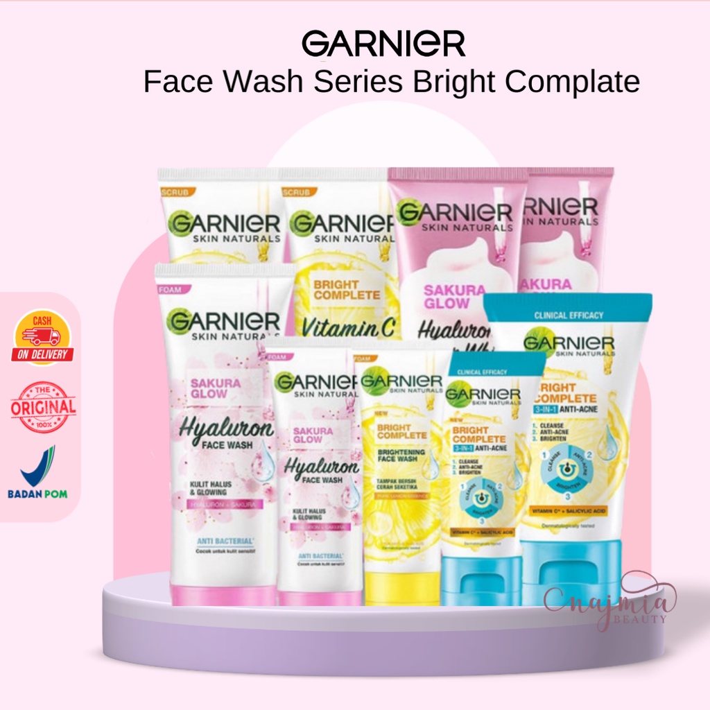 Jual Najmia Garnier Face Wash Series Bright Complate VIT C Sakura Glow ...