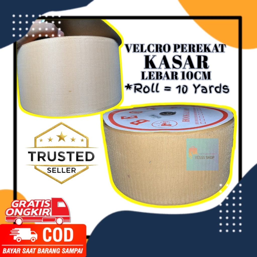 Jual Velcro Perekat Warna Cream lebar 10cm Kasar atau Halus saja 1 Roll ...