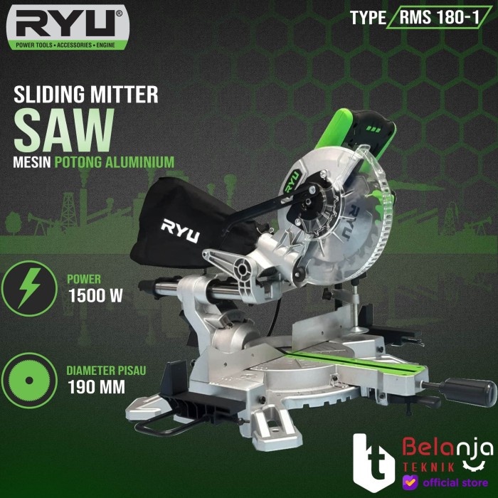 Jual Mitter Saw sliding RYU 7" RMS 180-1 SLIDING Miter Saw Mesin Potong ...