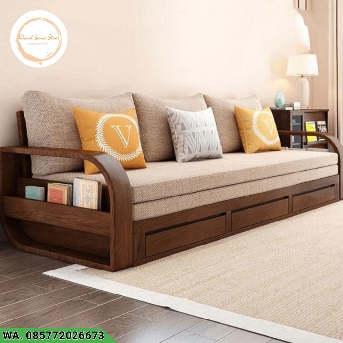 Jual kursi sofa 3 seater minimalis kayu jati, kursi sofa gajah laci ...