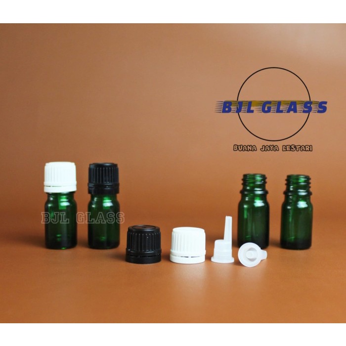 Jual Botol kaca 5ml hijau tutup filler tetes / botol kaca essential oil ...