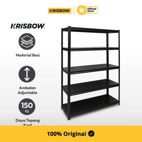 Jual Krisbow Shelving Steel Rak Besi 5 Rows 120X45X183cm - Hitam ...