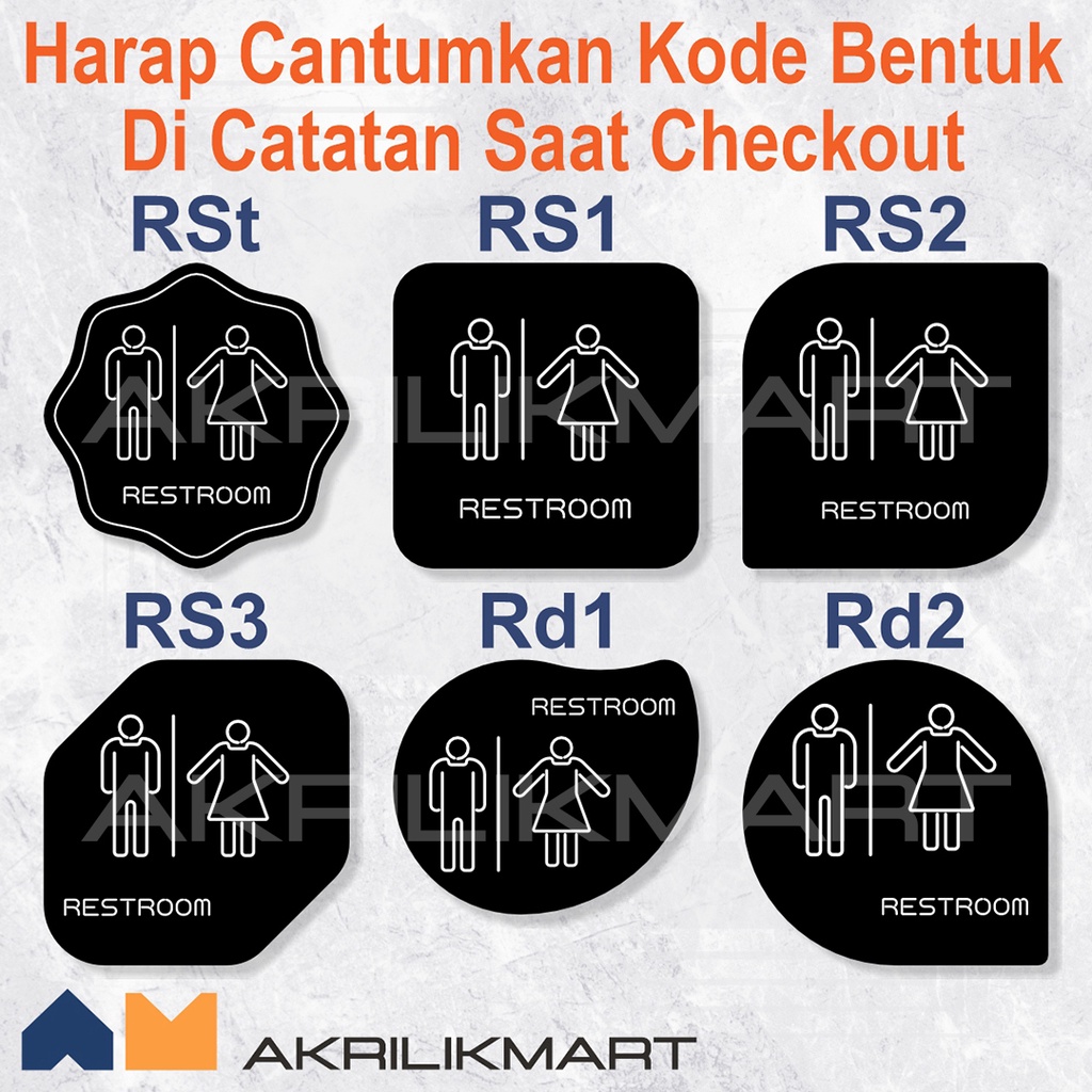 Jual Tulisan Restroom Sign Acrylic Tempel Dinding Papan Akrilik ...