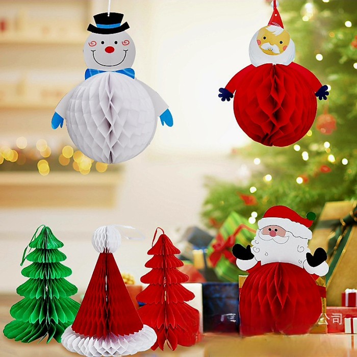 Jual Lampion Santa Snowman Bola Gantungan Pohon Natal Topi Kertas ...