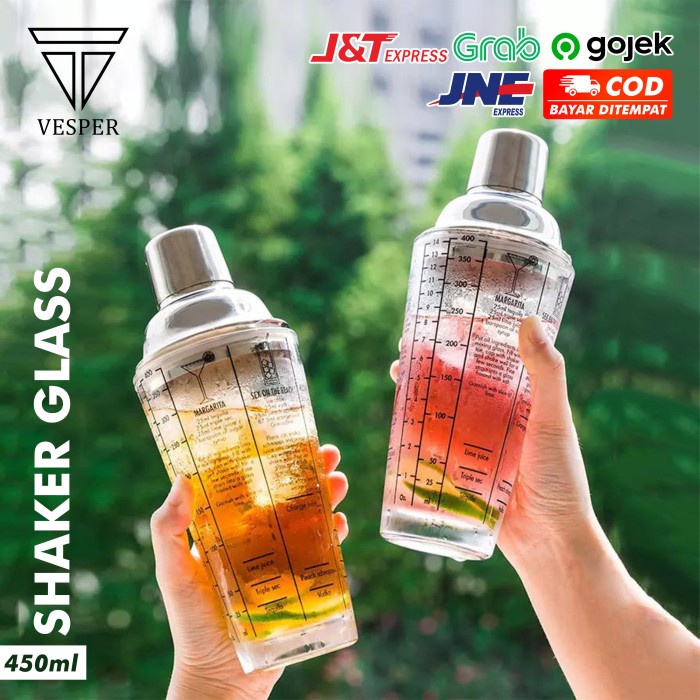Jual shaker glass stainless recipe cocktail 450ml / shaker mixer ...