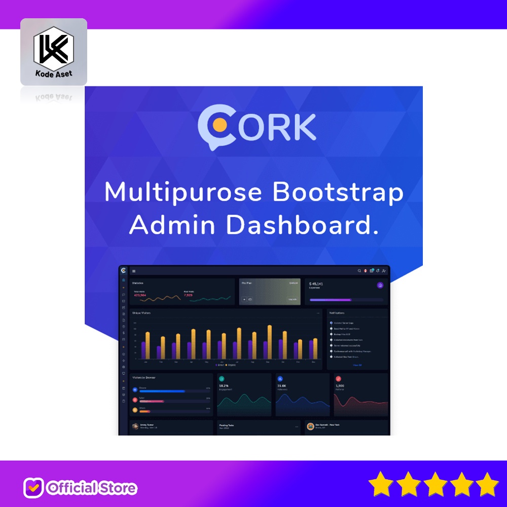 Jual CORK - BOOTSTRAP 5 ADMIN & LARAVEL 9 DASHBOARD TEMPLATE BY BAITULSOFT | Shopee Indonesia