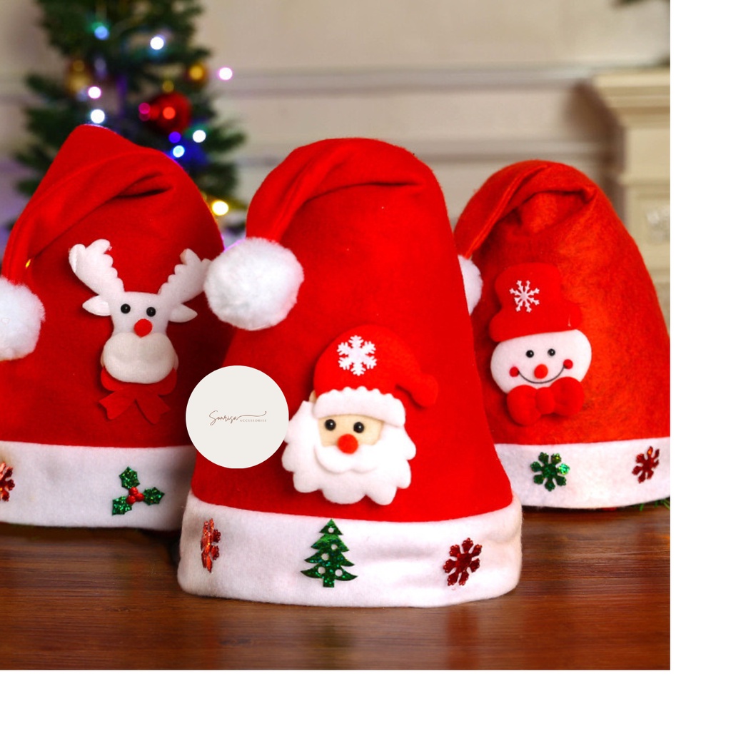 Jual TOPI NATAL LED / TOPI NATAL POLOS KARAKTER / TOPI SANTA CLAUS ...