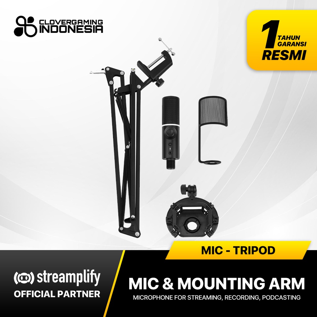 Jual Streamplify MIC RGB Microphone USB Podcast / Gaming with Mounting Arm | Shopee Indonesia