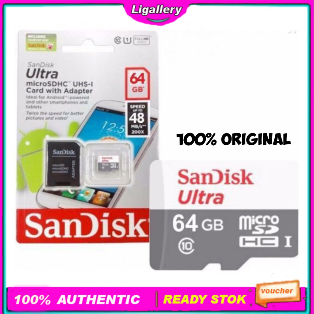 Jual Memory Card Sandisk 64GB 100mb/s ORIGINAL Kartu Memori Ultra Class ...