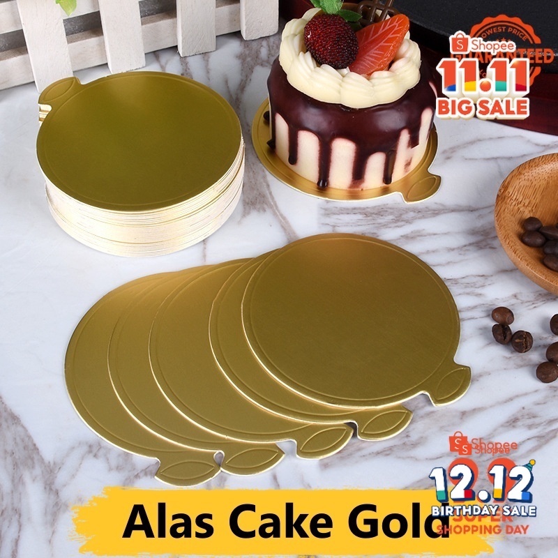 Jual aiGooTan - ALAS CAKE GOLD BULAT - Tatakan Kue Mini Slice Cake ...