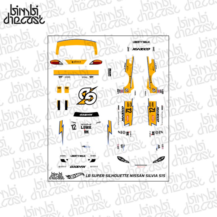 Jual Decal Stiker HW 1/64 Nissan Silvia S15 LBWK Dipo Garasi Drift X ...