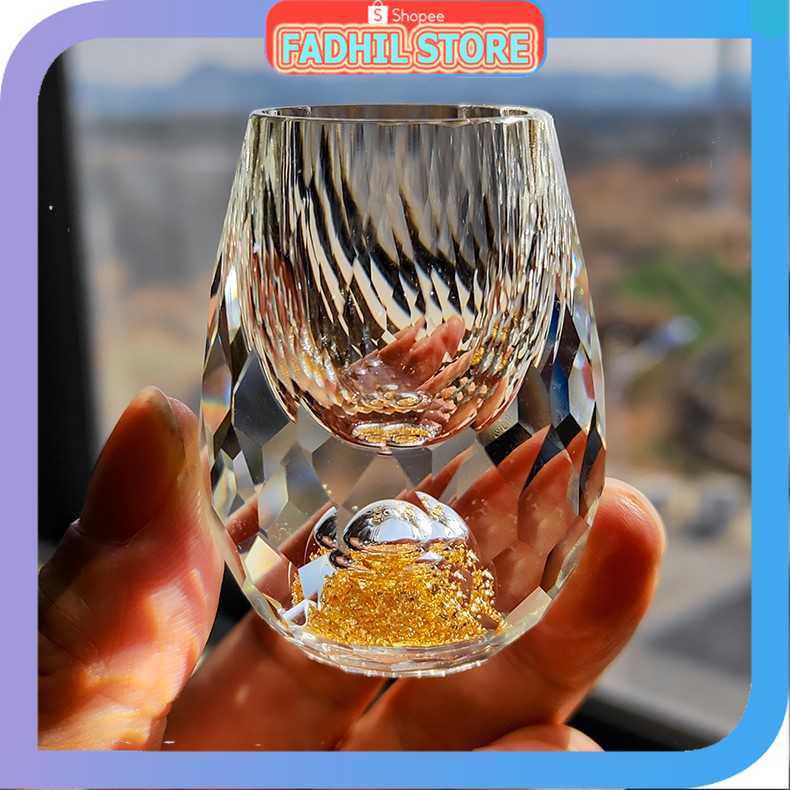 Jual FS - NANCIHUI Gelas Whisky Crystal Gold Diamond Shot Glass 15ml ...