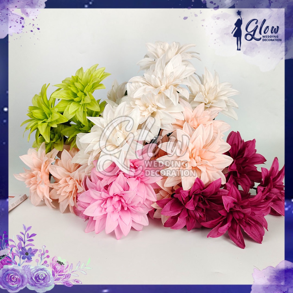 Jual Bunga Krisan Dekorasi/ Crisant Premium Jumbo SJ Artifisial Cabang ...