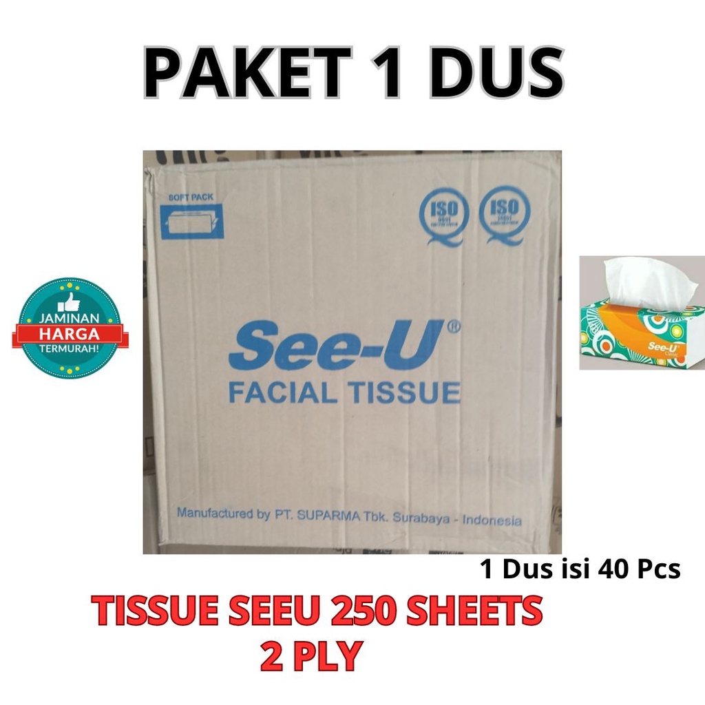 Jual PAKET 1 DUS Tissue See-U Classic 250 Sheets 2 Ply Facial Tisu ...