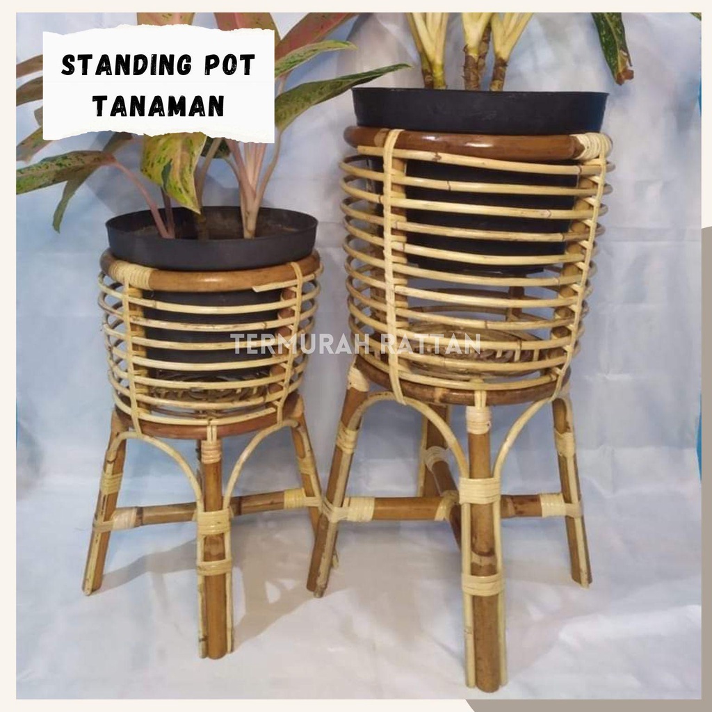 Jual Standing Pot Rotan Alami, Tampilan Mewah dan Elegan Tersedia 4 ...