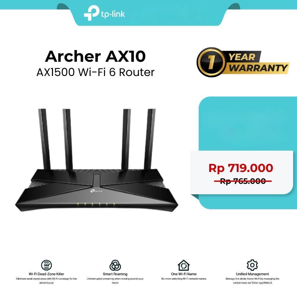 Jual TP-LINK ARCHER AX10 AX1500 WIRELESS DUAL-BAND GIGABIT Wi-Fi 6 ...