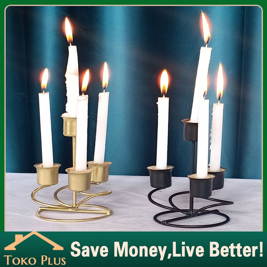 Jual Tatakan Stand Lilin Candle Holder Gold Hitam 4 Lubang / Tempat ...