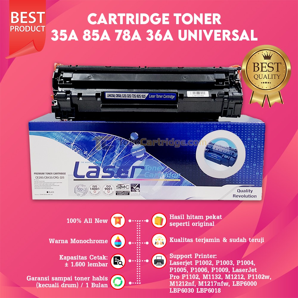 Jual Cartridge Toner Compatible HP 85A CE285A LaserJet P1102 P1102w ...