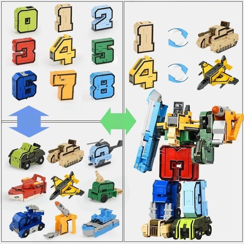 Jual 0-9 TRANSFORMER Number Robot Mainan Blok Mainan Mech Man Robot ...