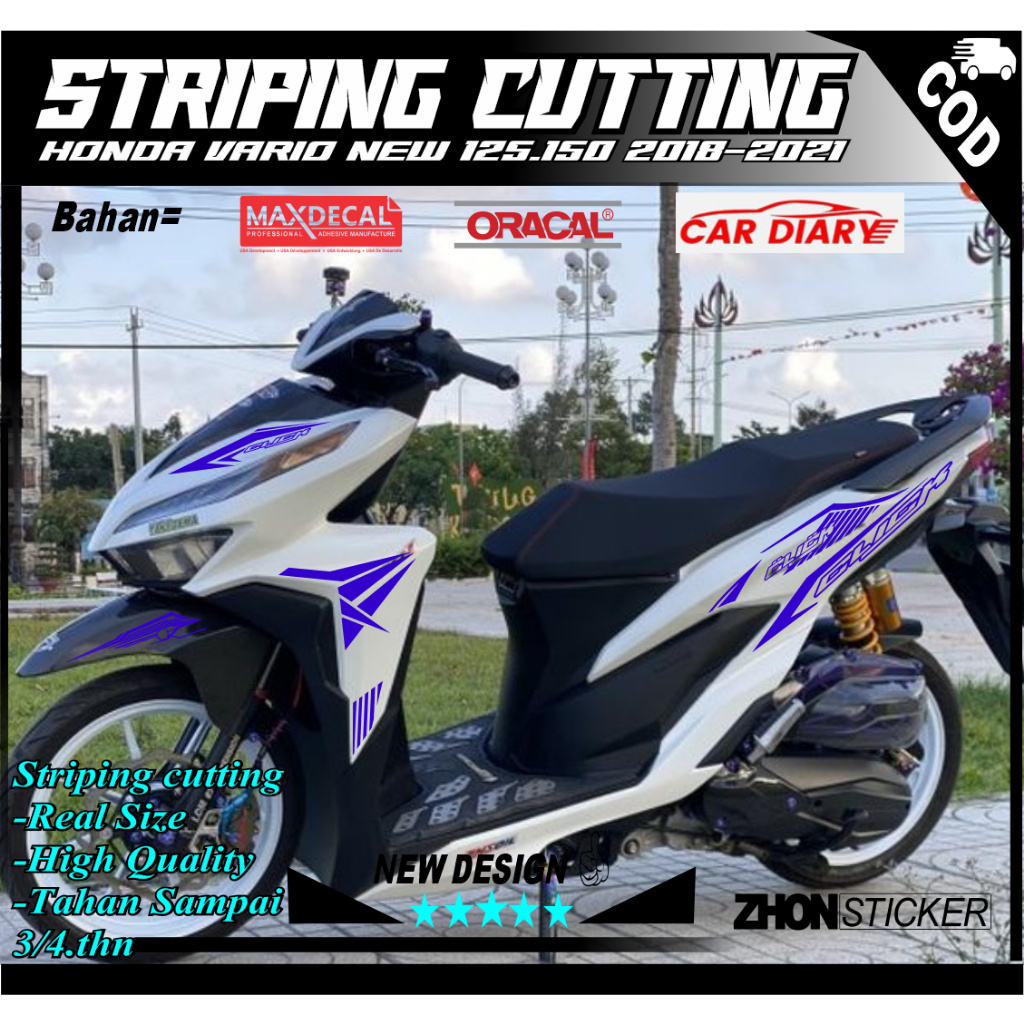 Jual striping cutting honda vario new 125-150 sticker vario 2018-2021 simple elegan sticker ...
