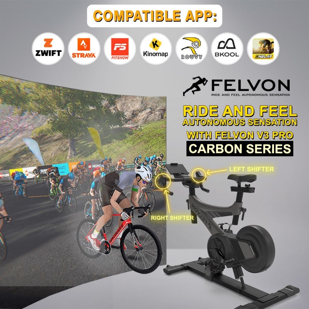Jual Felvon V3 Pro Trainer Automatic Resistance Carbon Spinning Bike ...