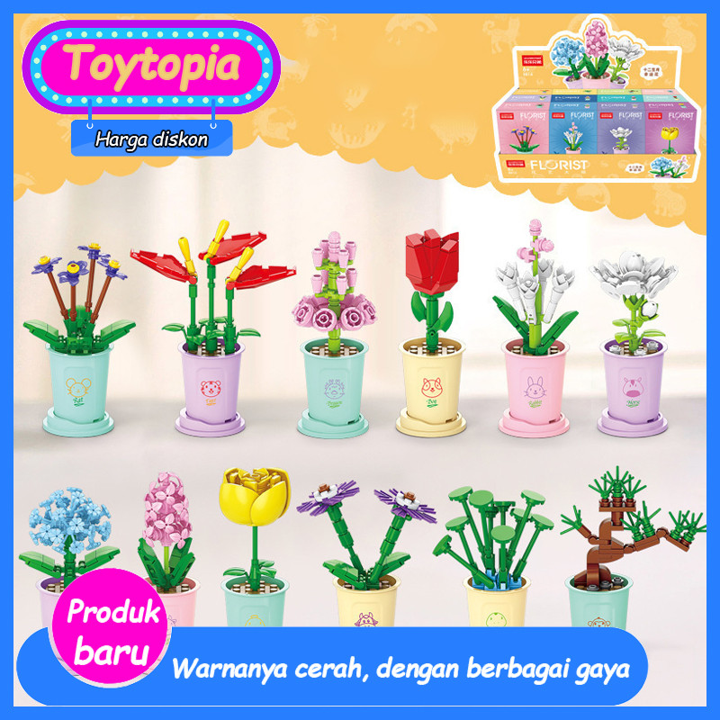 Jual Miniatur Bangunan Tanaman Mainan Edukatif Blok Bunga Zodiak Cina ...